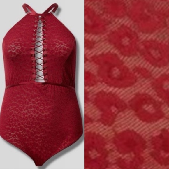 torrid | Tops | Torrid Animal Lace Up Halter Bodysuit | Poshmark